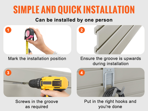 VEVOR Slatwall Panels, 4 ft x 1 ft Gray Garage Wall Panels 12"H x 48"L ...