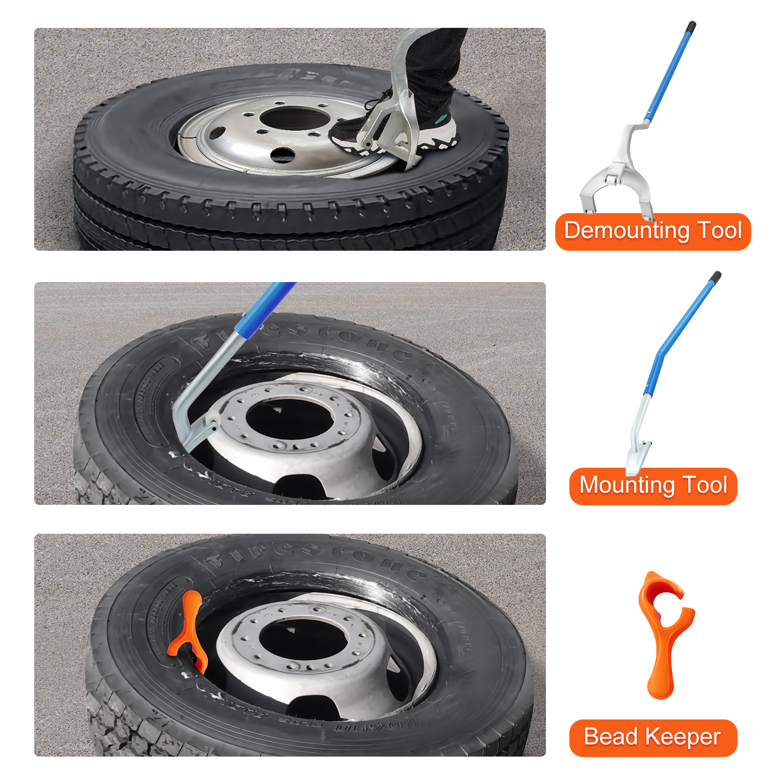 VEVOR Tire Mount Demount Tool, 22.5 to 24.5 inches, 3PCS Tire Changer ...