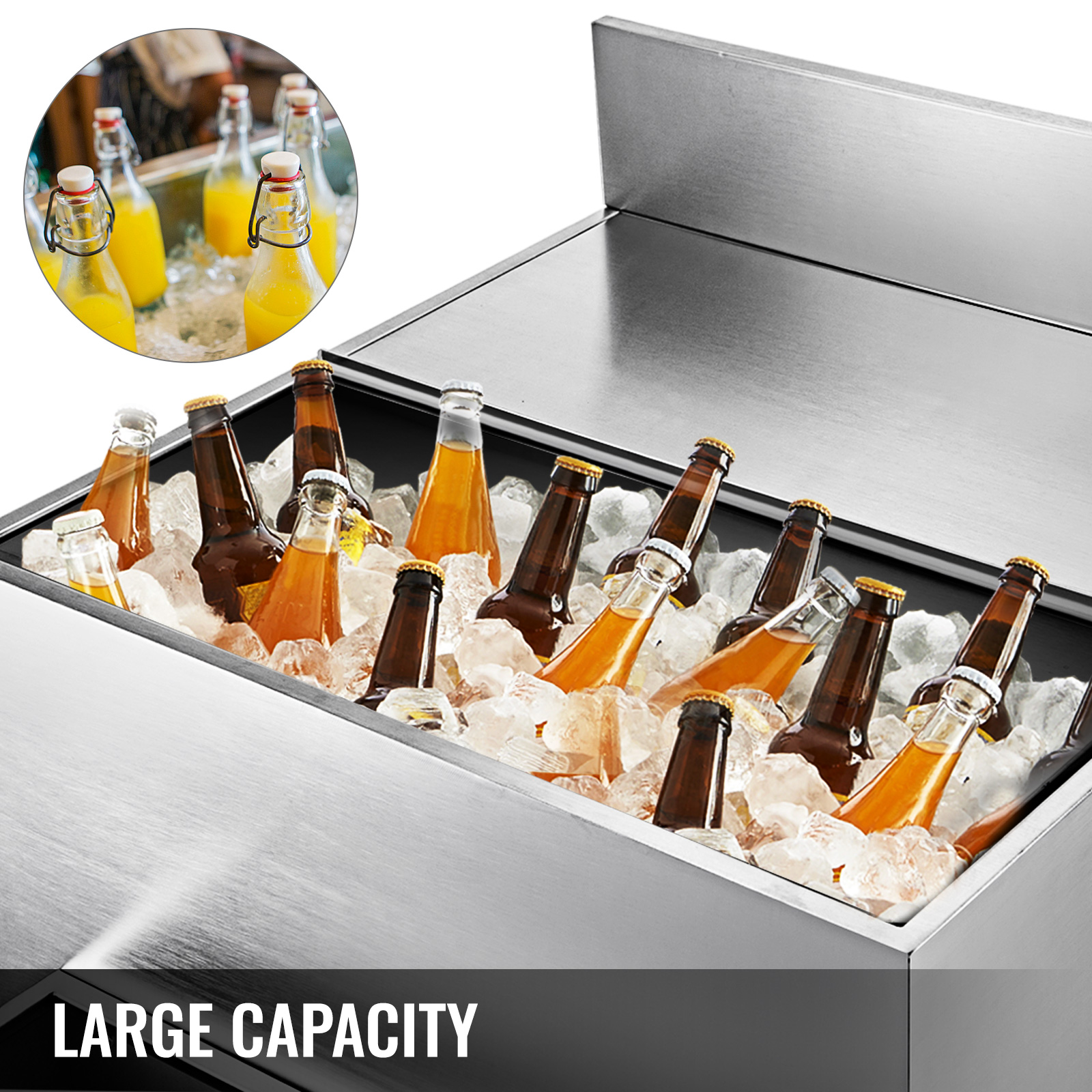 Stainless Steel Underbar Ice Bin Standing Cooler 61x53 cm Ice Chest for ...