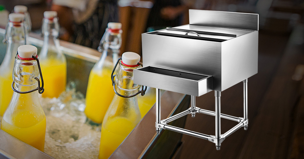 VEVOR Stainless Steel Underbar Ice Bin 30 x 21 Inch, Standing Cooler ...