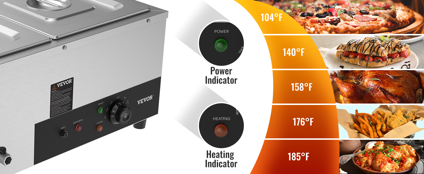 VEVOR 2-Pan Commercial Food Warmer, 2 x 12QT Electric Steam Table ...