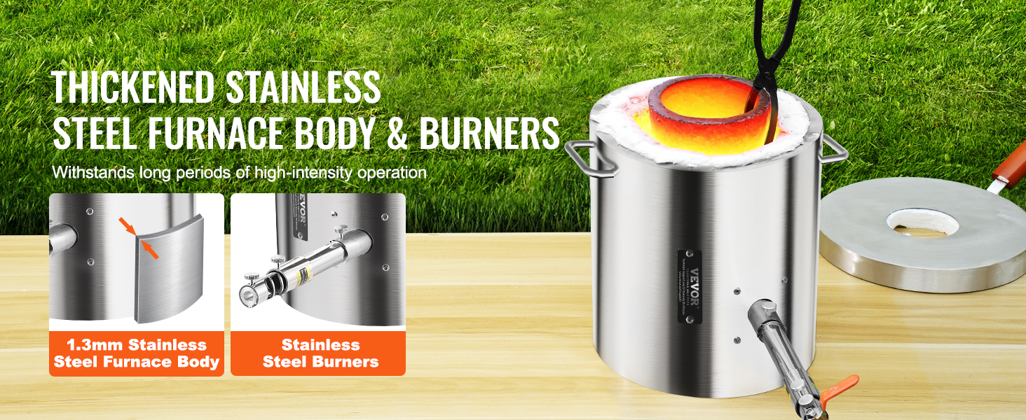VEVOR Propane Melting Furnace Kit, 8KG/18lbs Gas Metal Melting Furnace ...