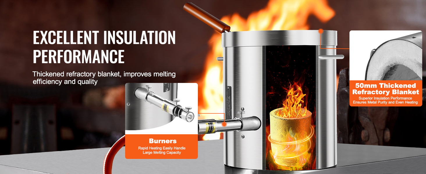 VEVOR Propane Melting Furnace Kit 8KG/18lbs with Crucible Tongs Metal ...