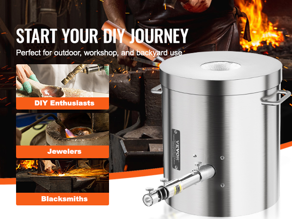 VEVOR Propane Melting Furnace Kit 8KG/18lbs with Crucible Tongs Metal ...