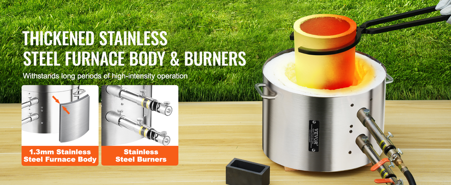 VEVOR Propane Melting Furnace Kit, 16KG/35lbs Gas Metal Melting Furnace ...