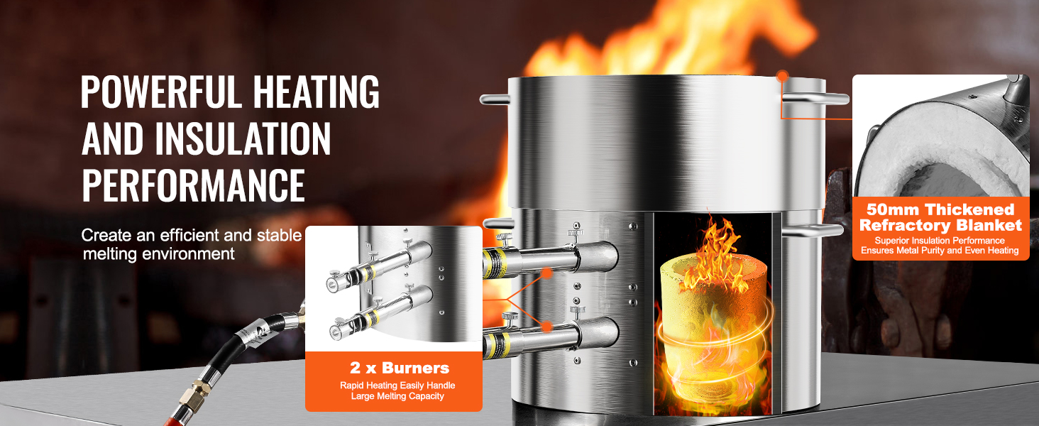 VEVOR Propane Melting Furnace Kit, 16KG/35lbs Gas Metal Melting Furnace ...