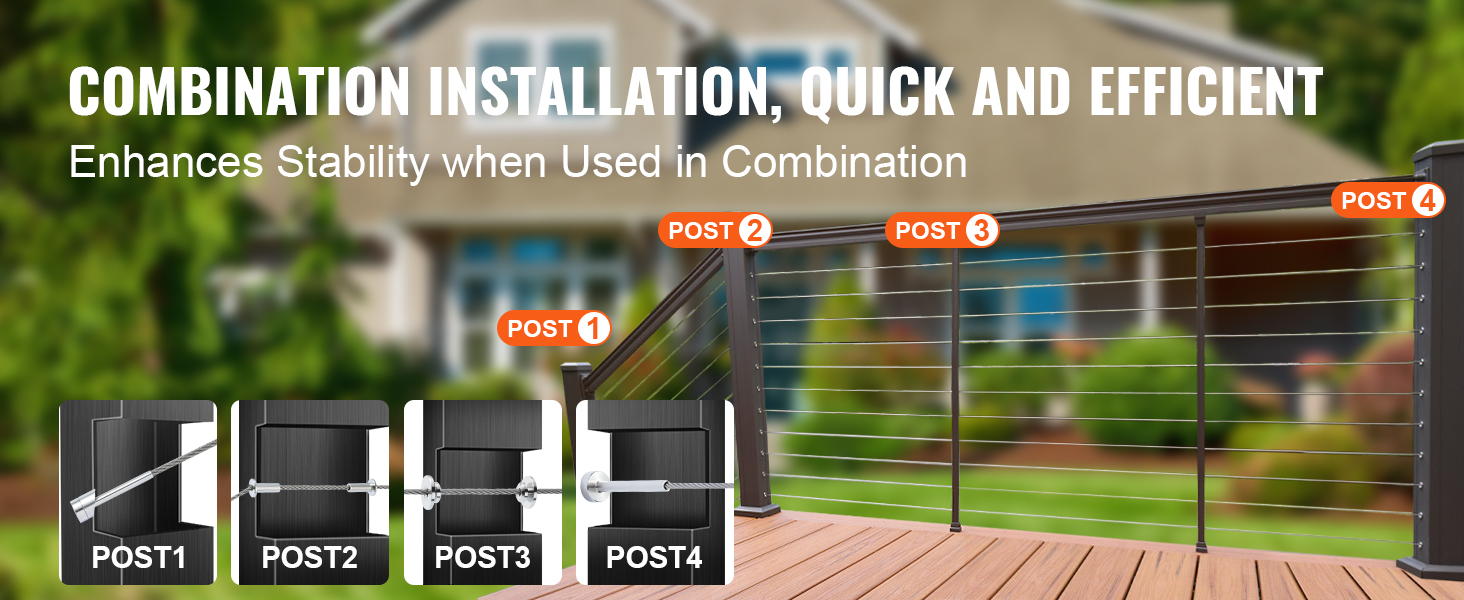 VEVOR 81 Pack T316 Stainless Steel Protector Sleeves for 1/8" Wire Rope ...