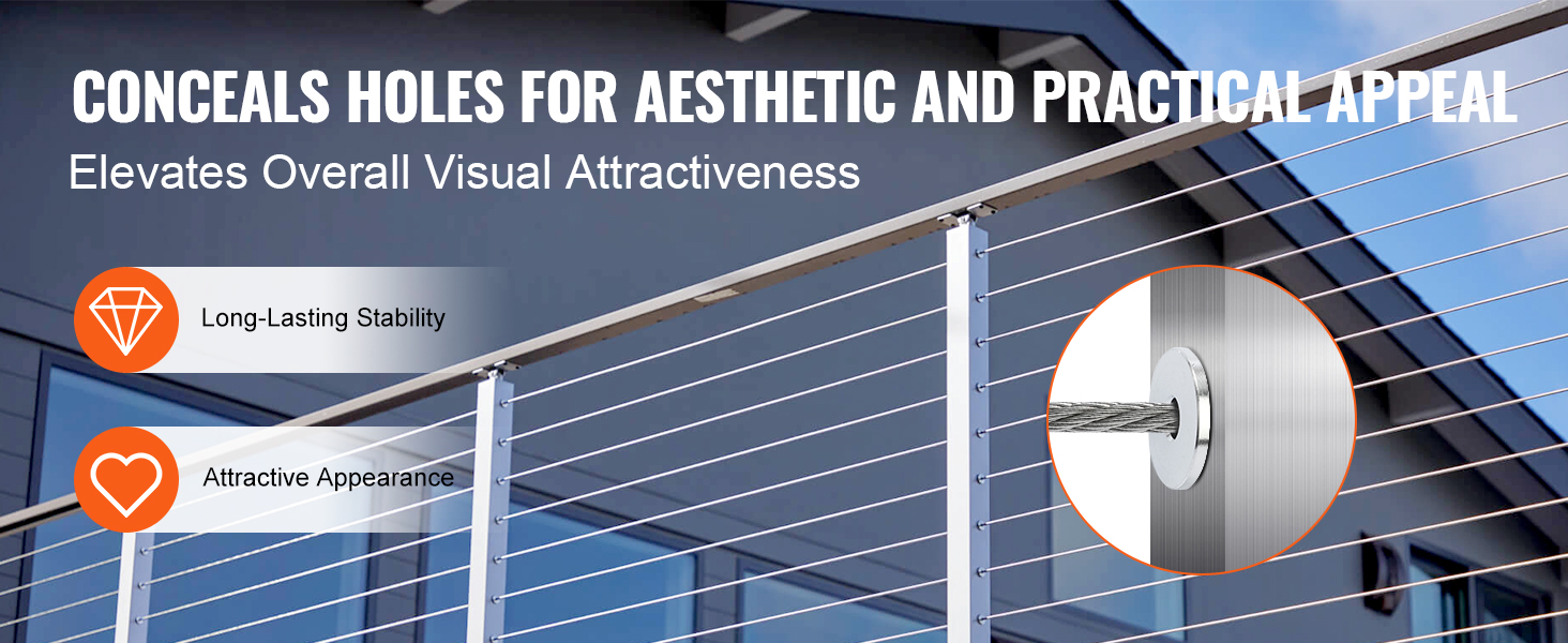 VEVOR 81 Pack T316 Stainless Steel Protector Sleeves for 1/8" Wire Rope ...