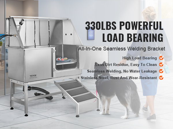 VEVOR 50" Pet Dog Bathing Station w/Ramp, Professional Stainless Steel ...