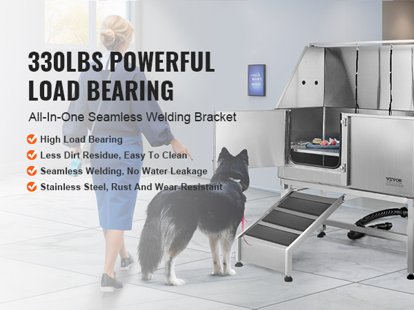 VEVOR 50" Pet Dog Bathing Station w/Ramp, Professional Stainless Steel ...