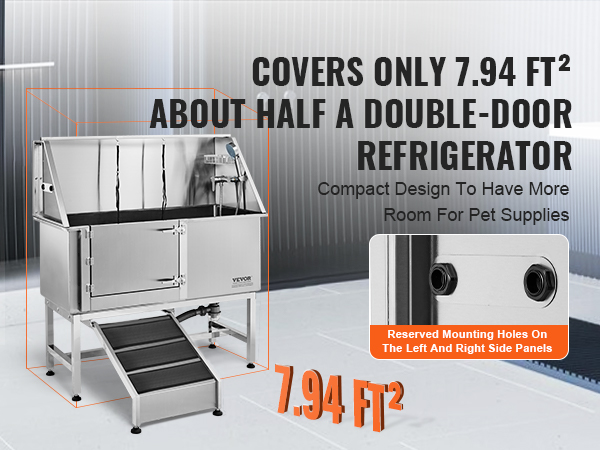 VEVOR 50" Pet Dog Bathing Station w/Ramp, Professional Stainless Steel ...