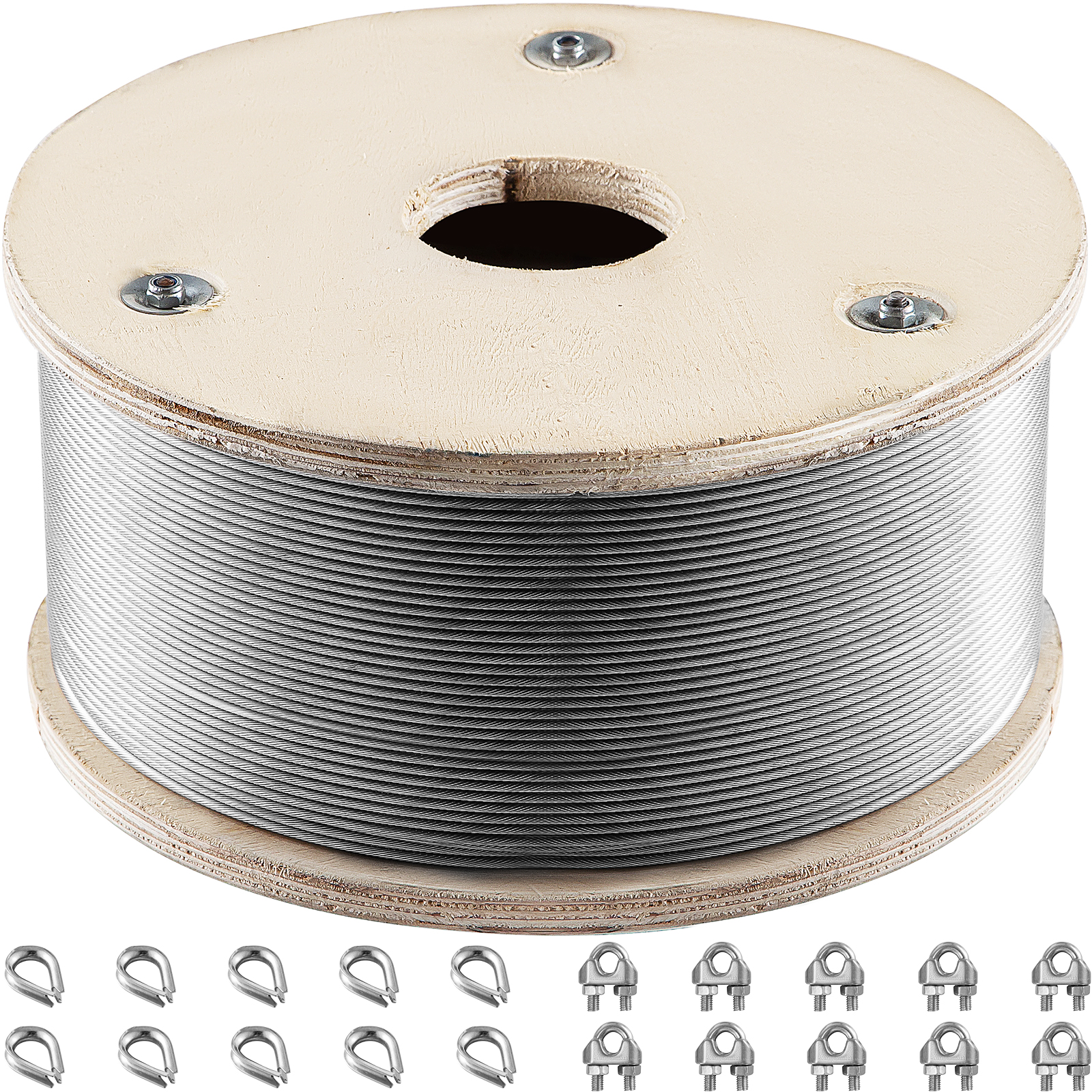 Vevor 316 Stainless Steel Wire Rope Steel Wire Cable 3/16'' 500ft ...