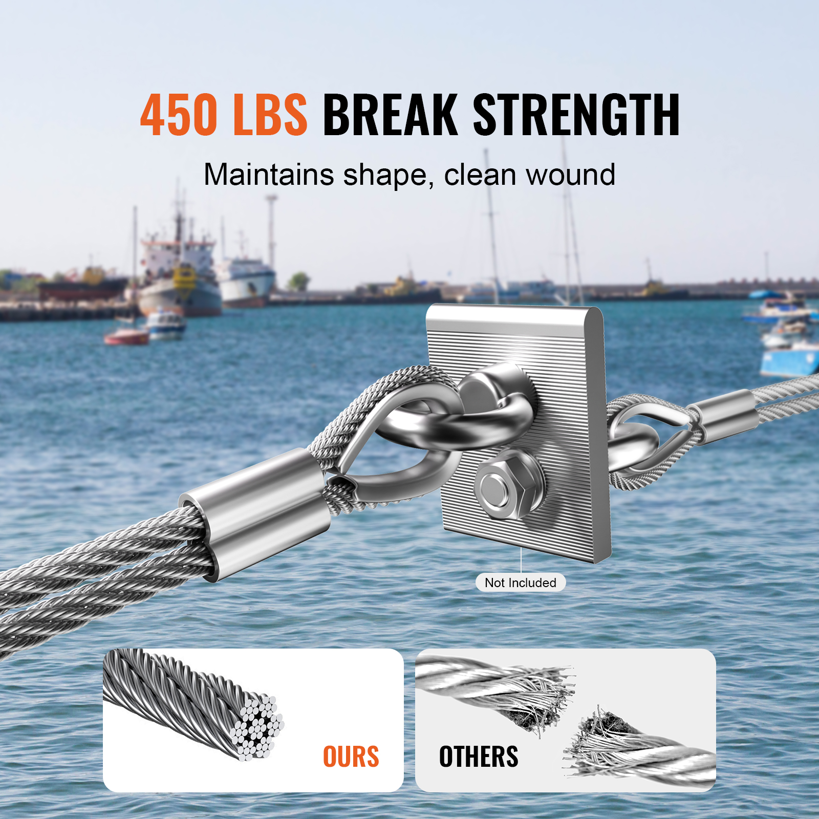 Uimoso Stainless Steel Cable T316, T304 Steel Wire Rope 1/8" 1/16",1/4 ...