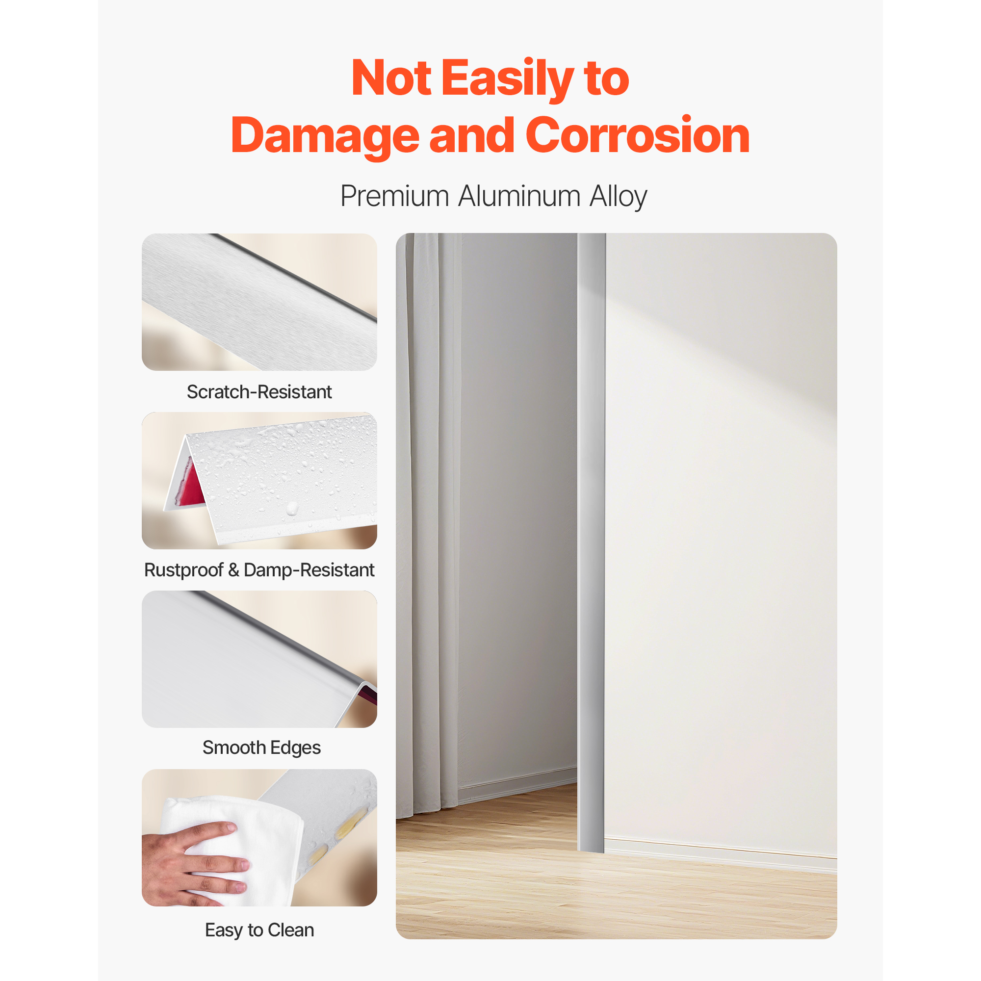 Mophorn Aluminum Alloy Wall Corner Protector, 50 x 50 x 1217 mm, Set of ...