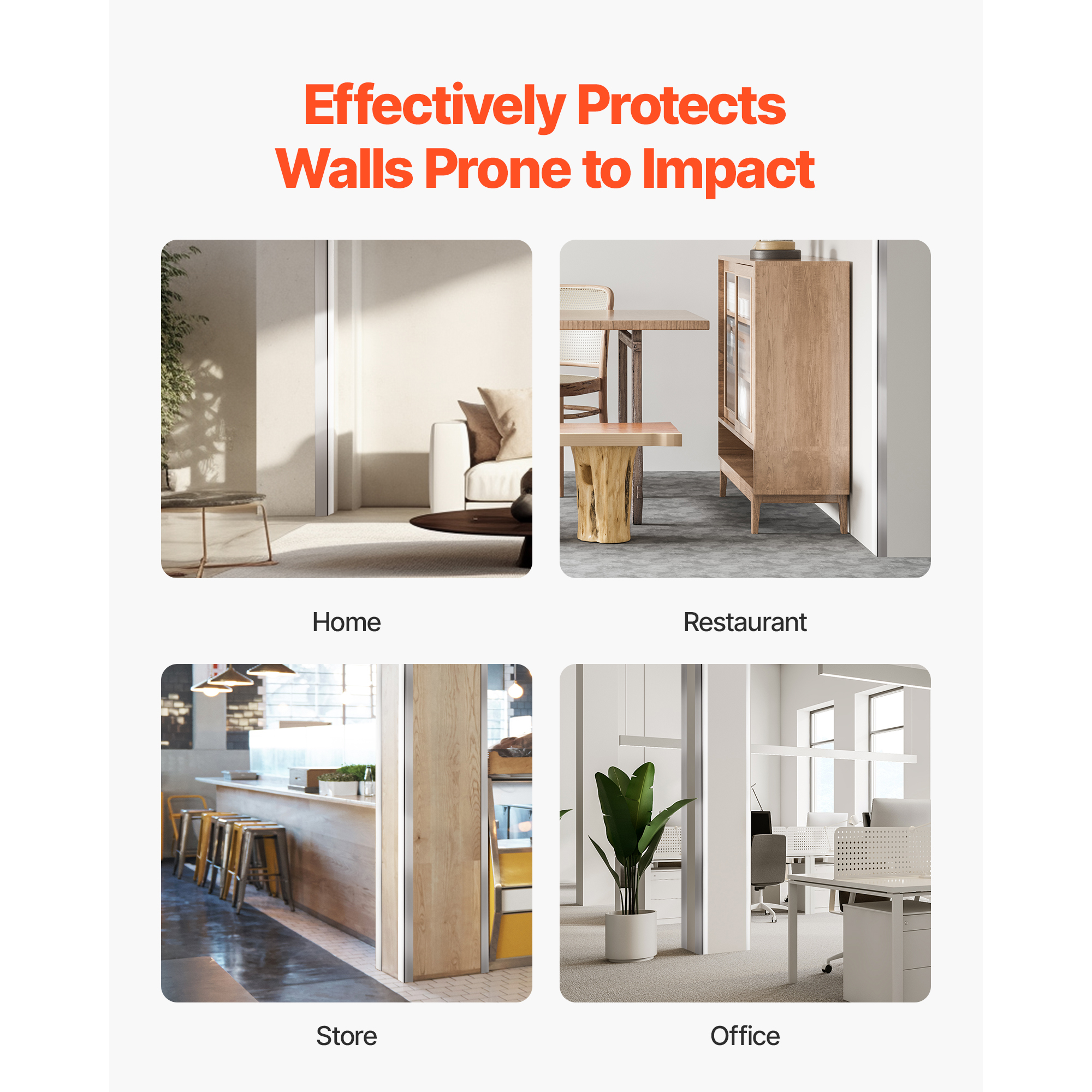 Mophorn Aluminum Alloy Wall Corner Protector, 50 x 50 x 1217 mm, Set of ...