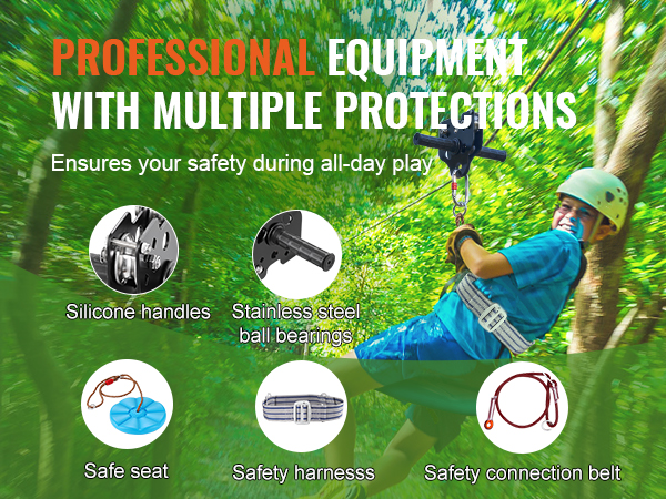VEVOR Zipline Kit for Kids and Adult, 160 ft Zip Line Kits Up to 500 lb ...