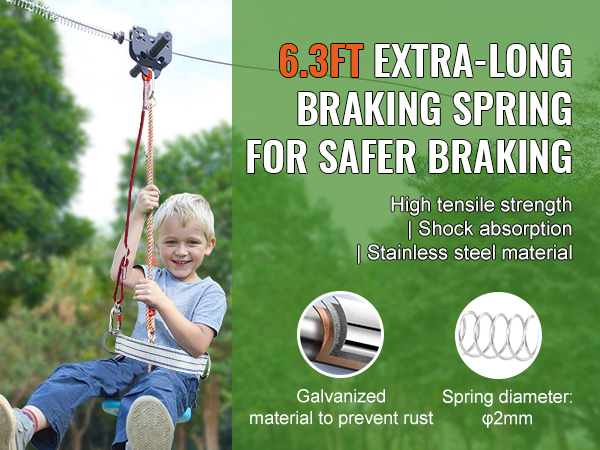 VEVOR Zipline Kit for Kids and Adult, 160 ft Zip Line Kits Up to 500 lb ...