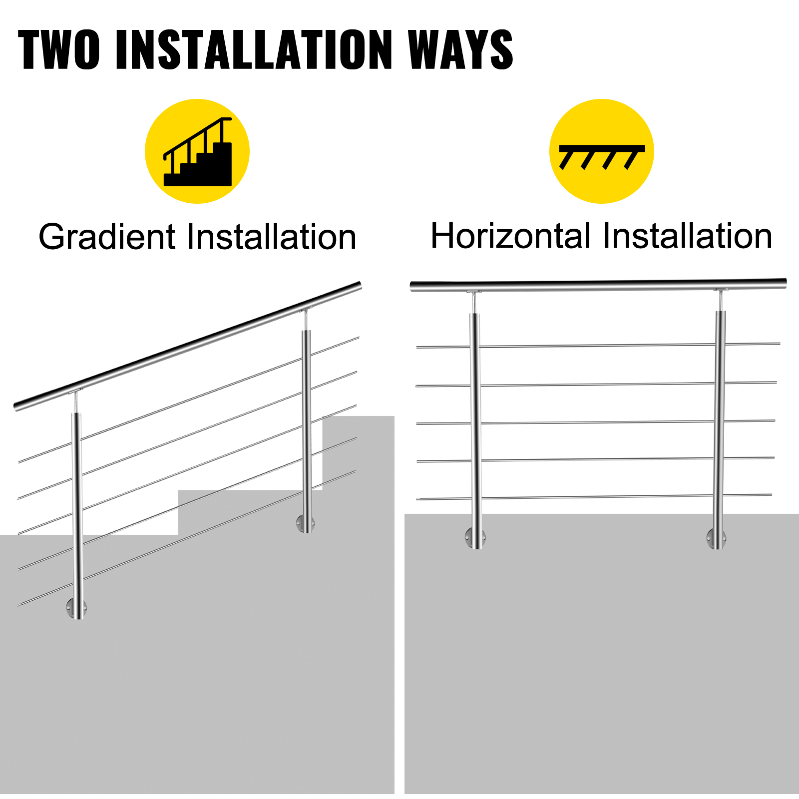 Vevor Adjustable Angle Stair Rail Stair Banister Handrail With 4 ...