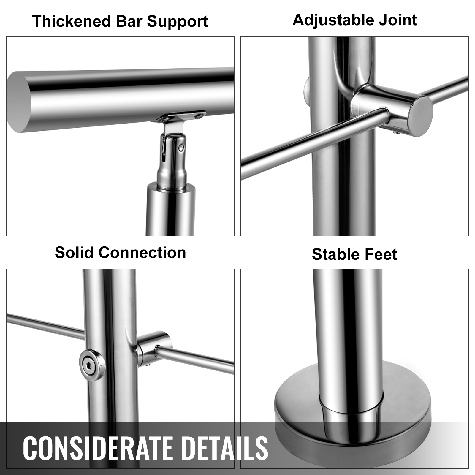 Vevor Safety Handrail Balustrade Stair Staircase Rail Stainless Steel ...