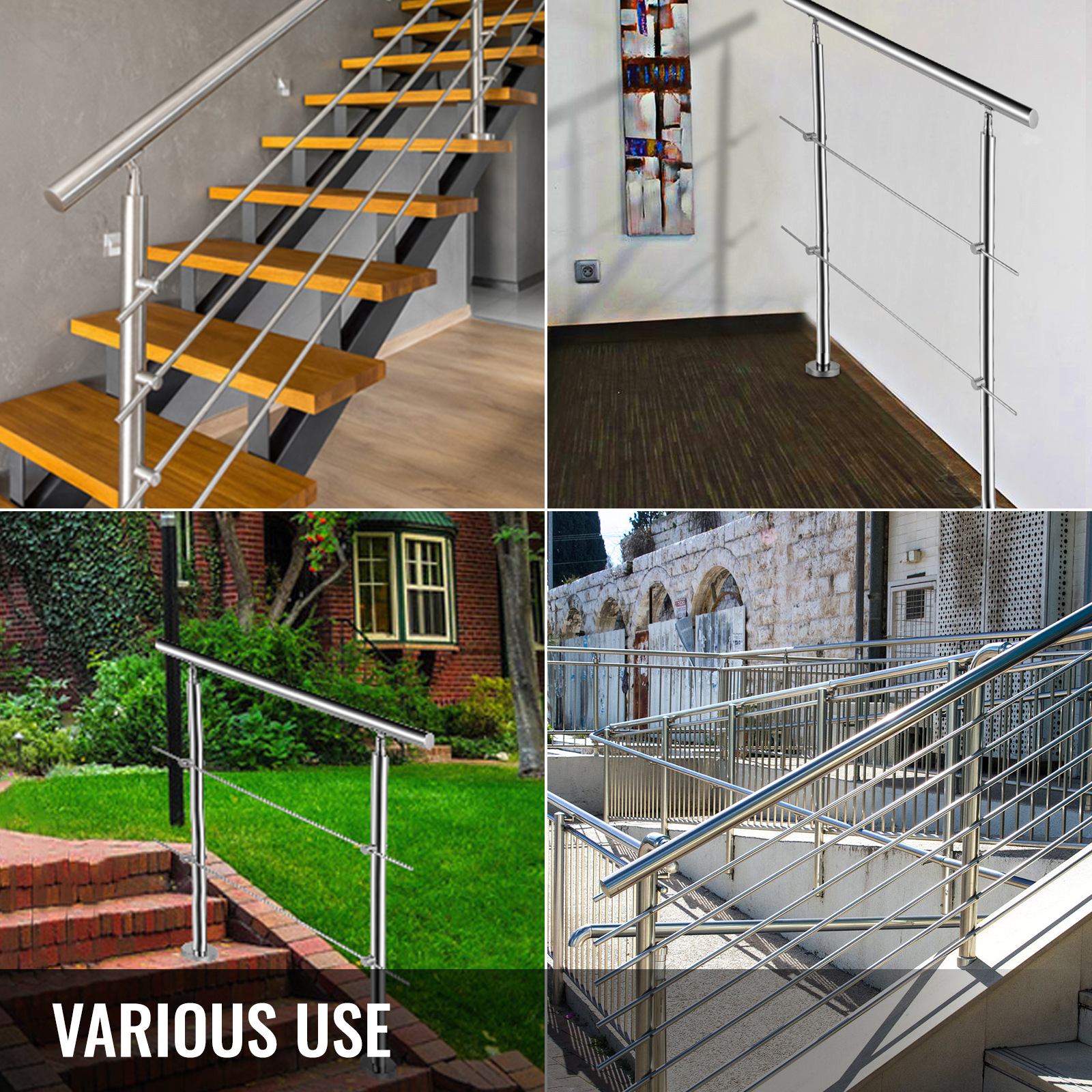 Vevor Safety Handrail Balustrade Stair Staircase Rail Stainless Steel ...