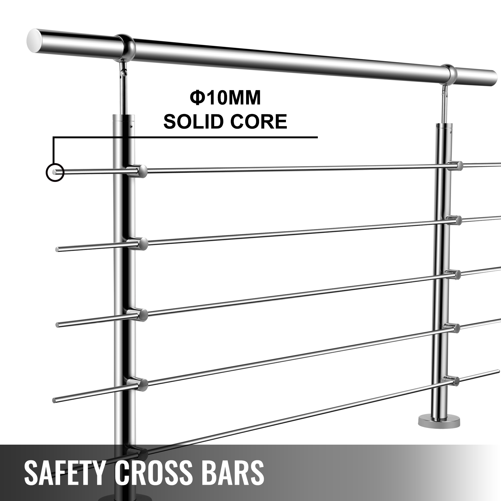Vevor Stainless Stair Handrail Hand Rails For Steps 5 Cross Bars ...