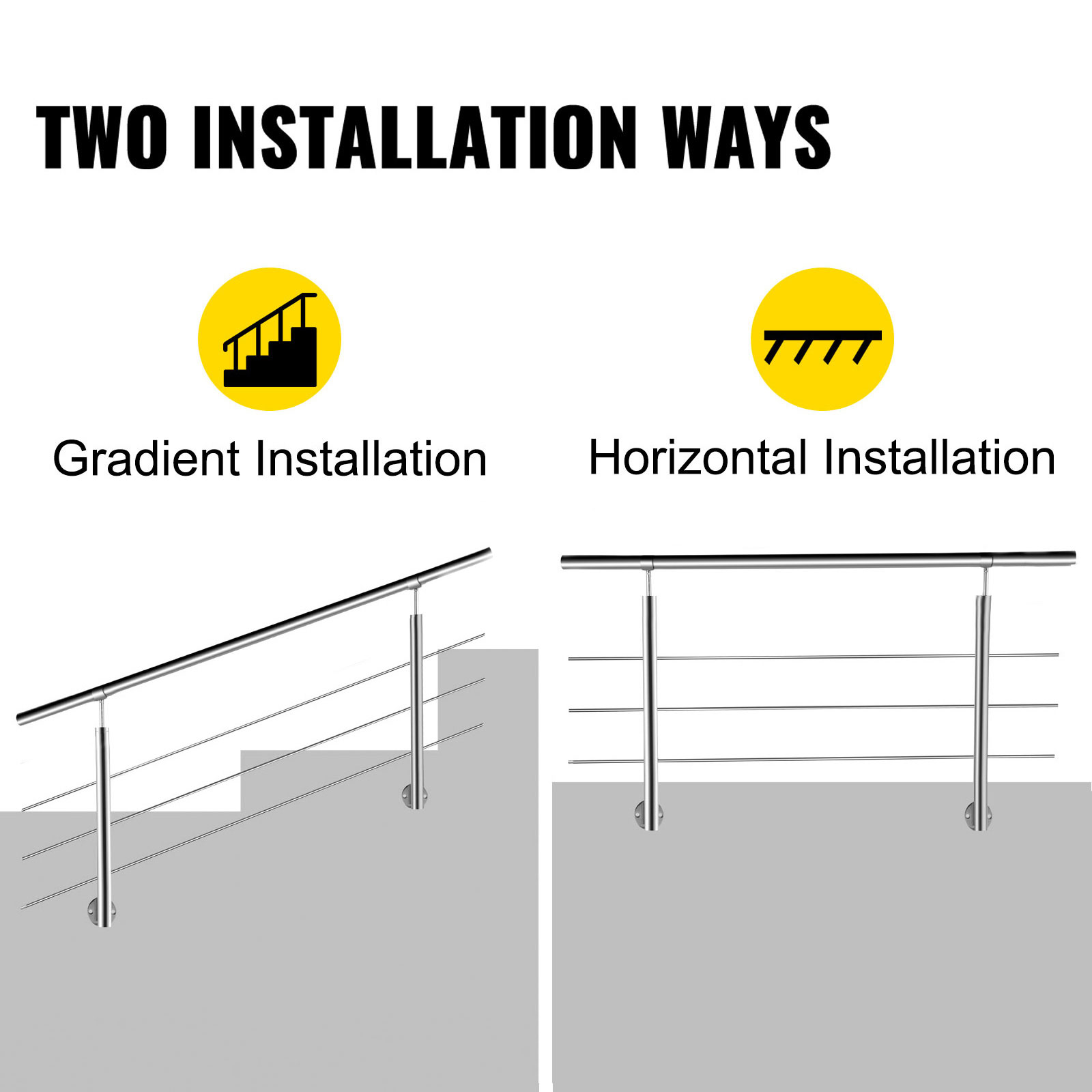 Vevor Adjustable Angle Stair Rail Stair Banister Handrail With 3 ...