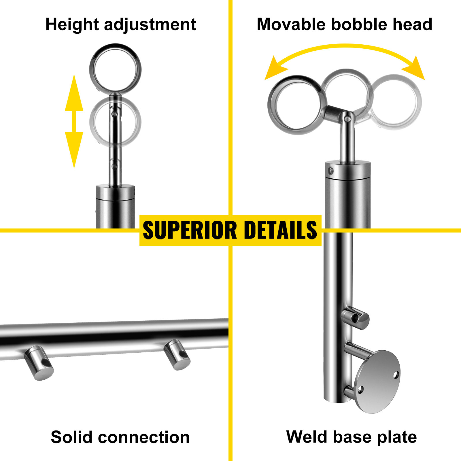 VEVOR Adjustable Angle Stair Rail, 100CM Rail Stair Banister Handrail ...