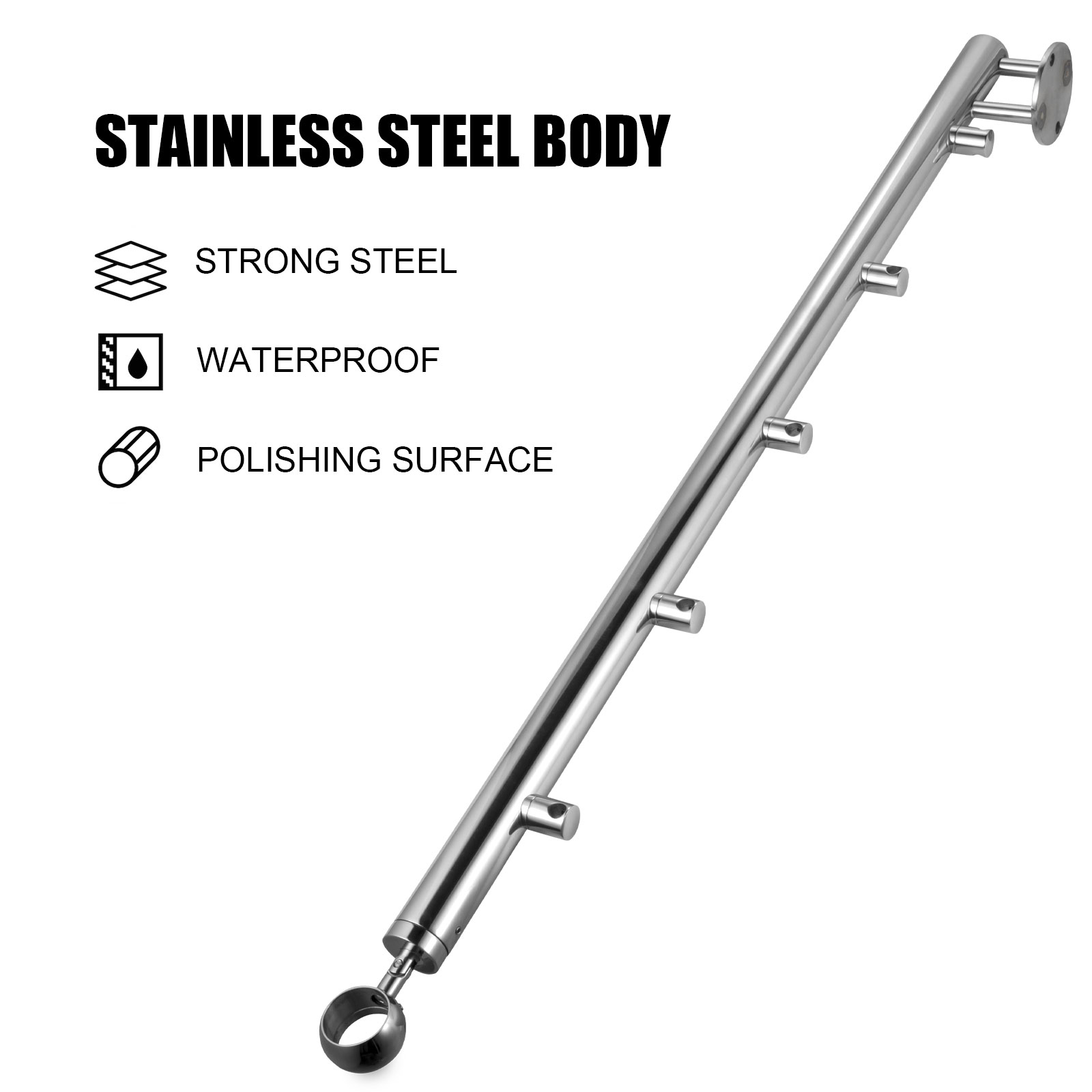 Vevor Adjustable Angle Stair Rail Stair Banister Handrail With 5 ...