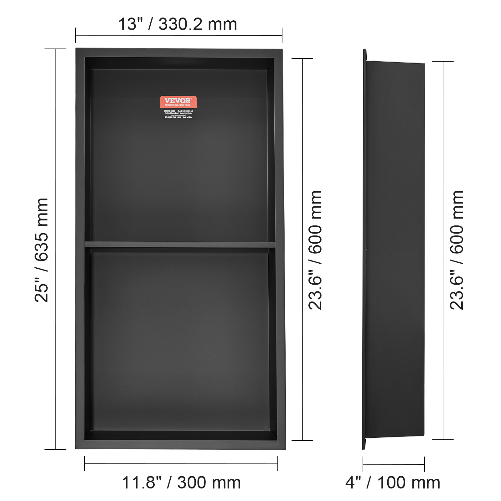 Cabine de douche Vevor Niche de Douche Encastrée 33,02x63,5cm Murale ...