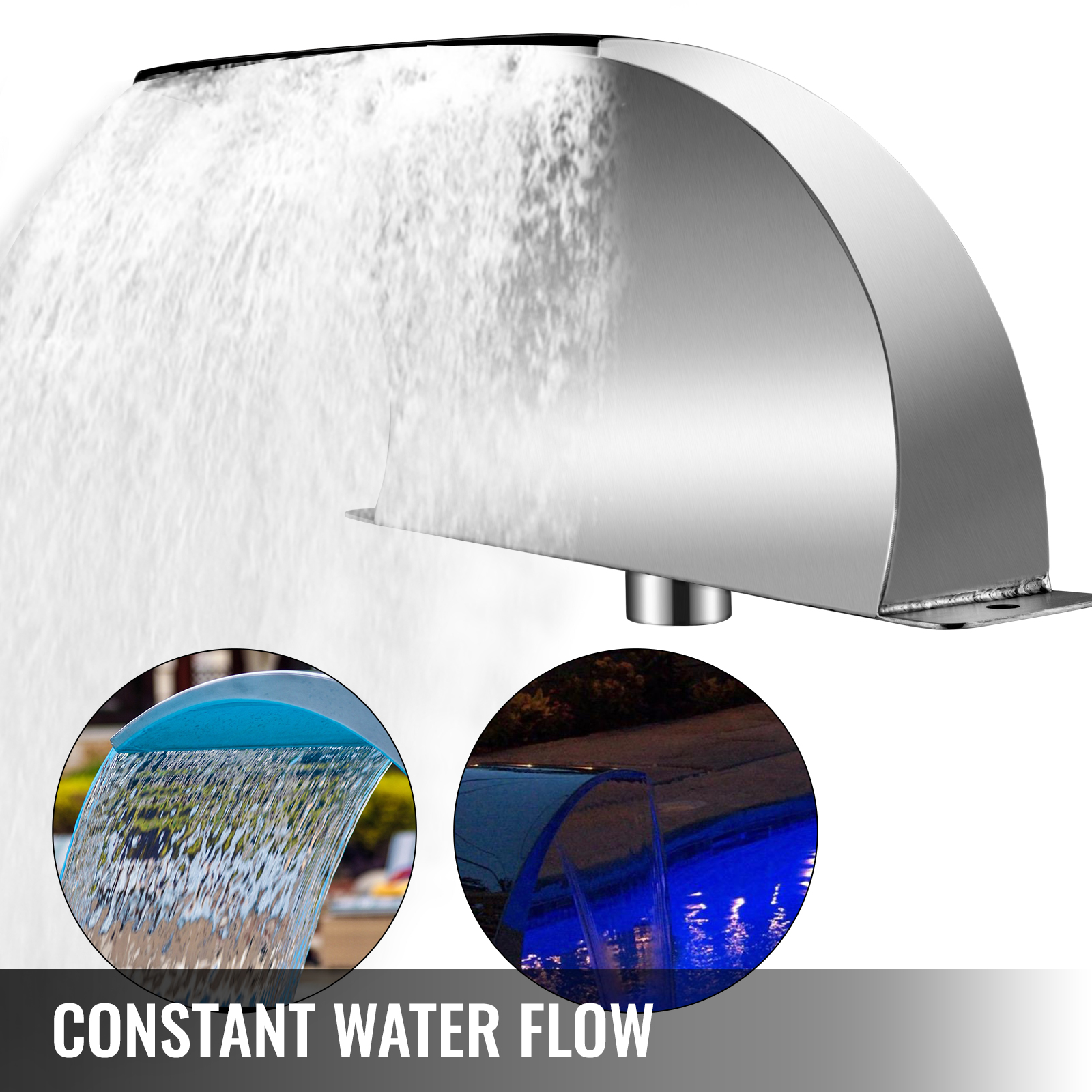 Vevor Stainless Steel Pool Fountain, Pool Waterfall Fountain 11.8x4 ...