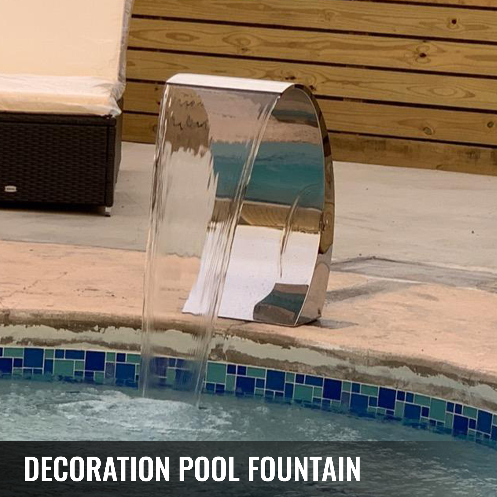Vevor Stainless Steel Pool Fountain, Pool Waterfall Fountain 15.7x4.5 ...