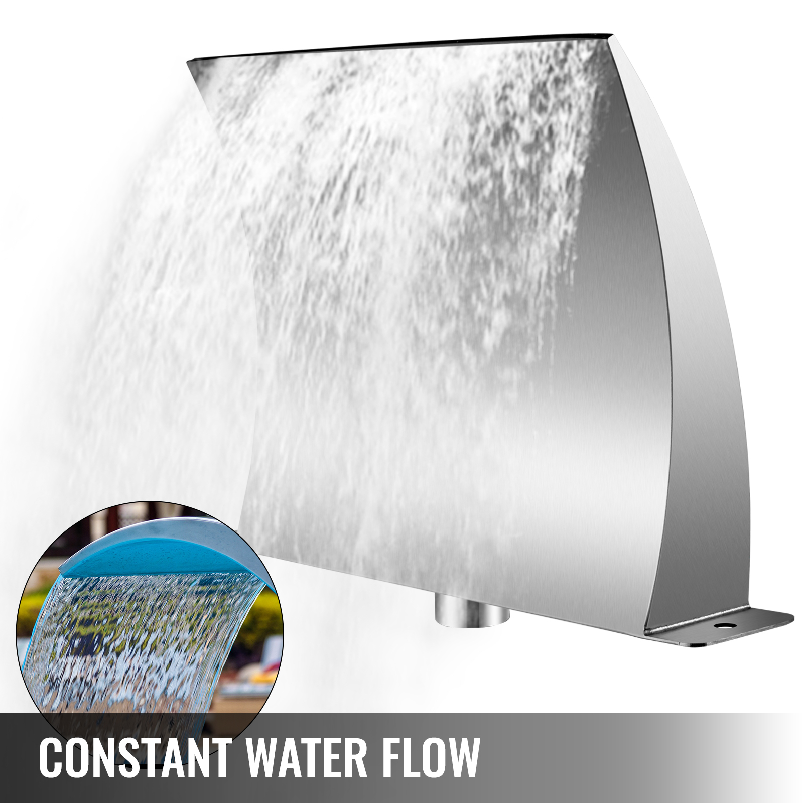 VEVOR Waterfall Fountain 11,5 x 40 cm met Zilver Waterval Zwembad ...