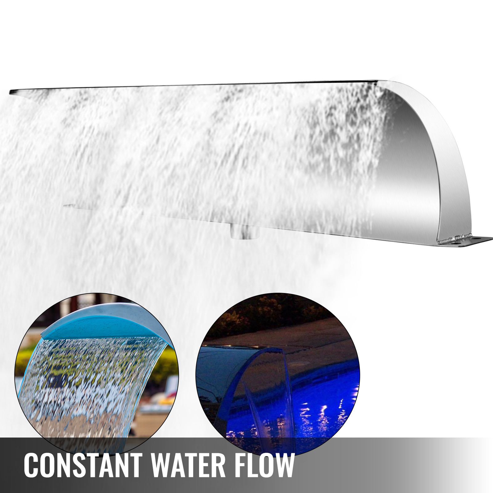 Vevor Stainless Steel Pool Fountain Pool Waterfall Fountain 23.6x10.6 ...