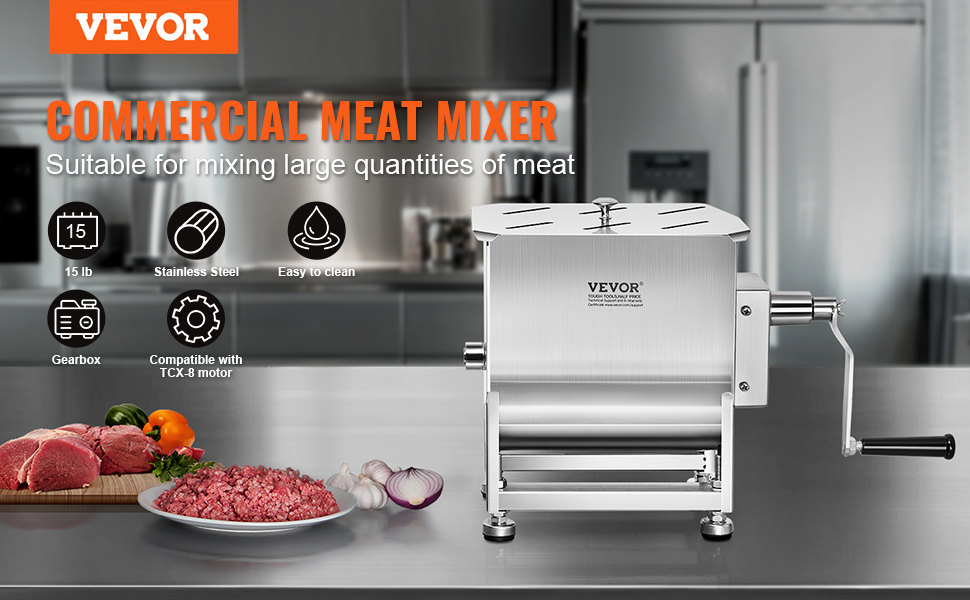 VEVOR 15 Pound Manual Meat Mixer Sausage Hand Mixer Machine Stainless ...