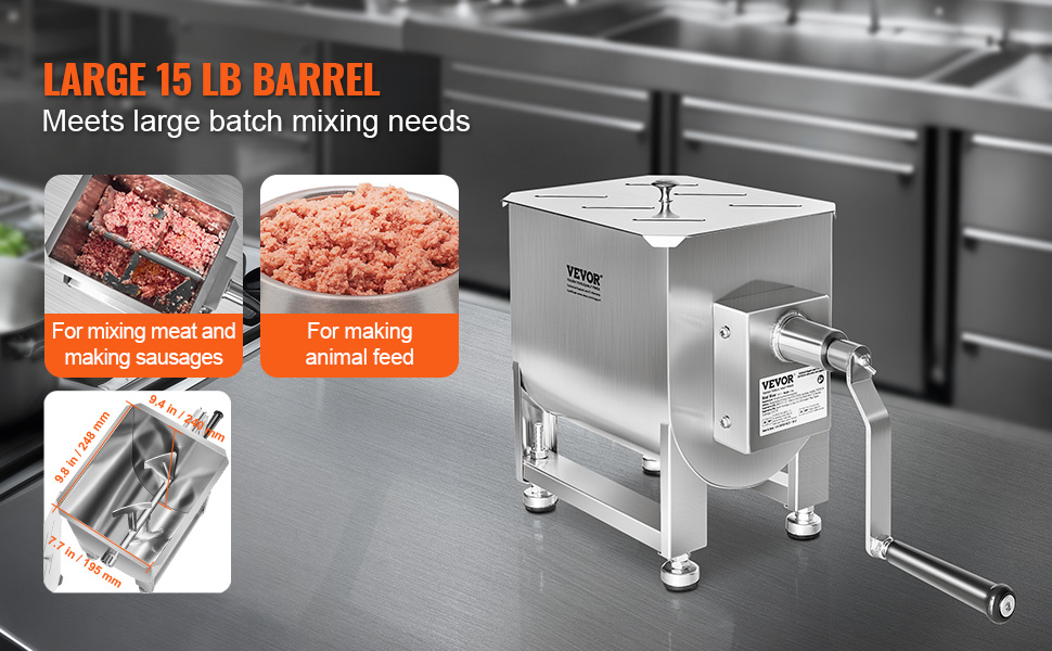 VEVOR 15 Pound Manual Meat Mixer Sausage Hand Mixer Machine Stainless ...