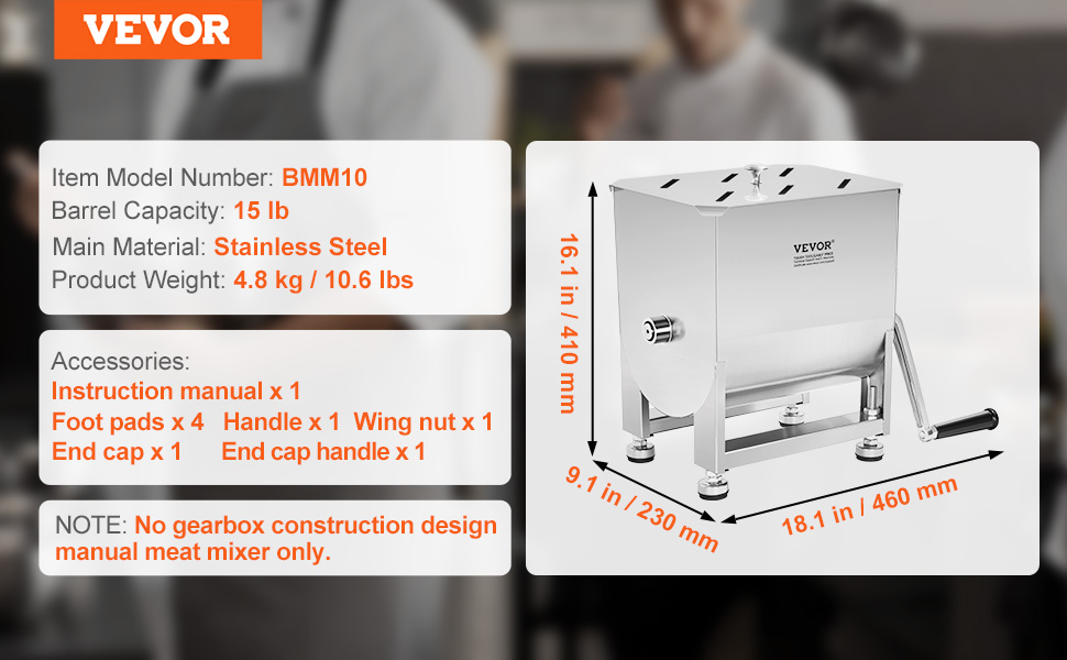 VEVOR 15 Pound Manual Meat Mixer Sausage Hand Mixer Machine Stainless ...