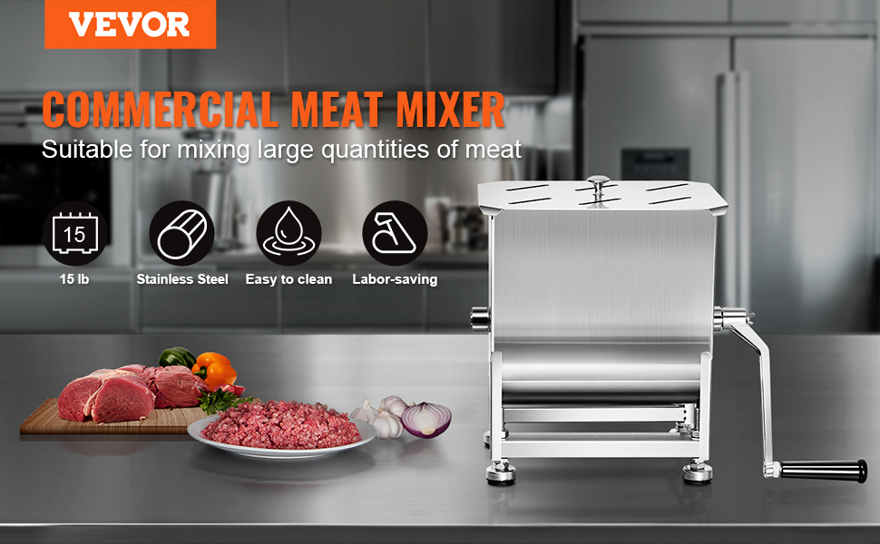 VEVOR 15 Pound Manual Meat Mixer Sausage Hand Mixer Machine Stainless ...