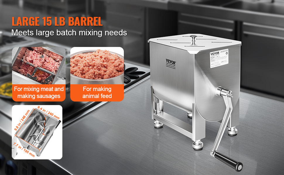 VEVOR 15 Pound Manual Meat Mixer Sausage Hand Mixer Machine Stainless ...
