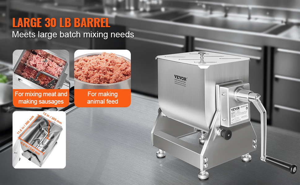 VEVOR 20L Tilt Manual Meat Mixer Sausage Hand Mixer Machine Stainless ...