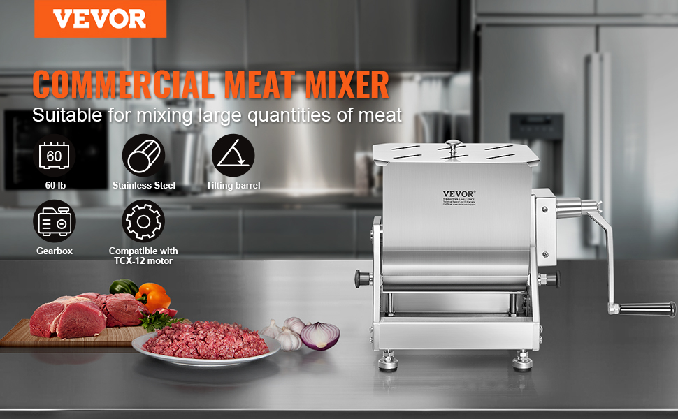 VEVOR 30L Tilt Manual Meat Mixer Sausage Hand Mixer Machine Stainless Steel | VEVOR AU