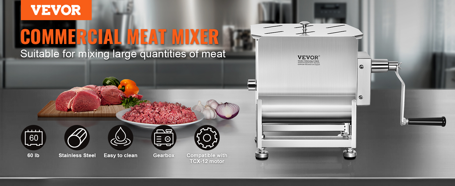 Ruční mixér na maso VEVOR 60 Pound Ruční mixér na klobásy Nerezová ocel ...