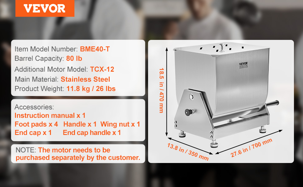 VEVOR 80 Pound Tilt Manual Meat Mixer Sausage Hand Mixer Machine ...