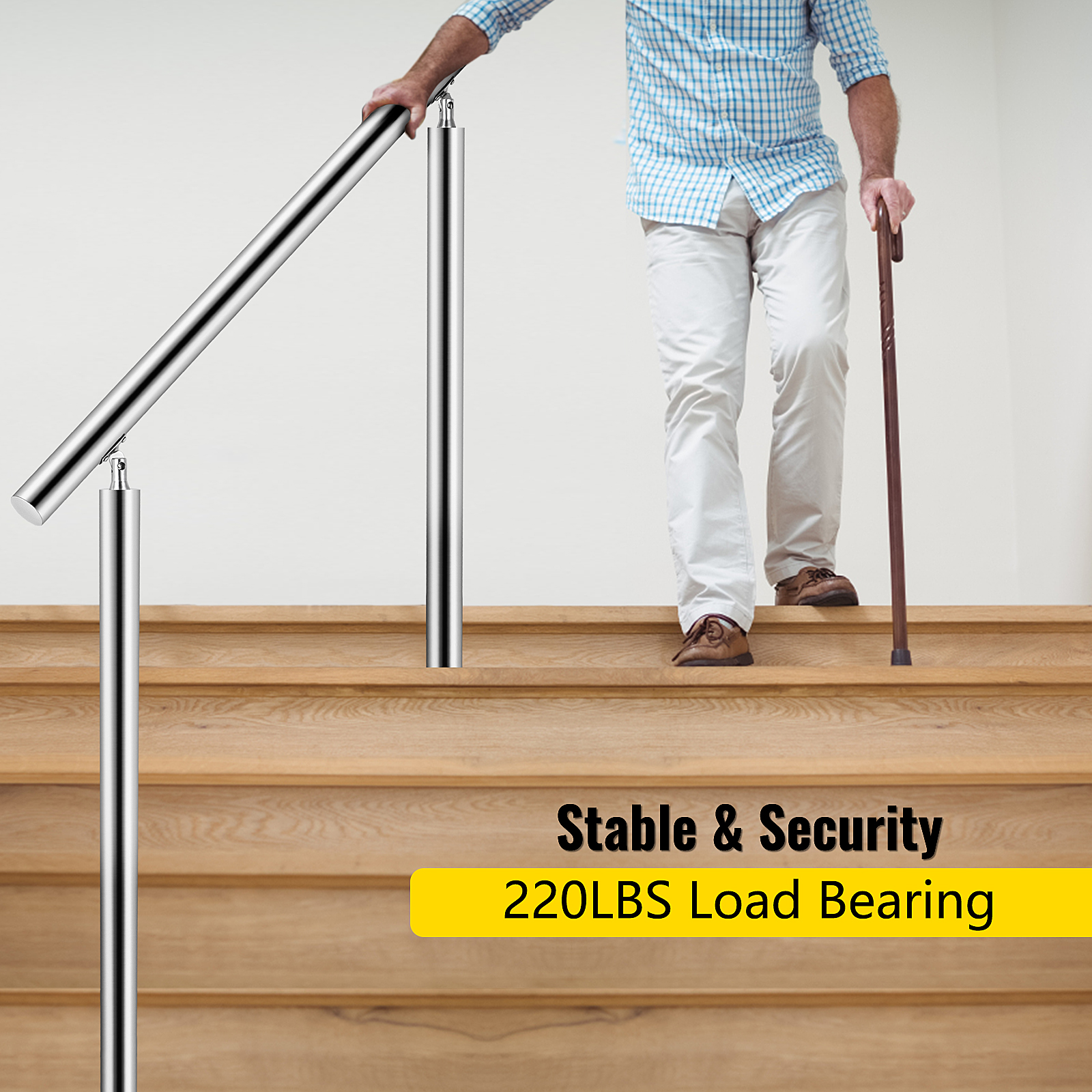 Vevor Handrail For Outdoor Steps Stainless Steel Handrail Fits 4 To 5 ...