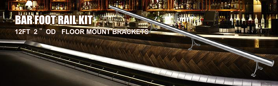 Bar Foot Rail Kit Bar Mount Foot Rail Kit, 12ft, Bar Foot Rail With 2 ...