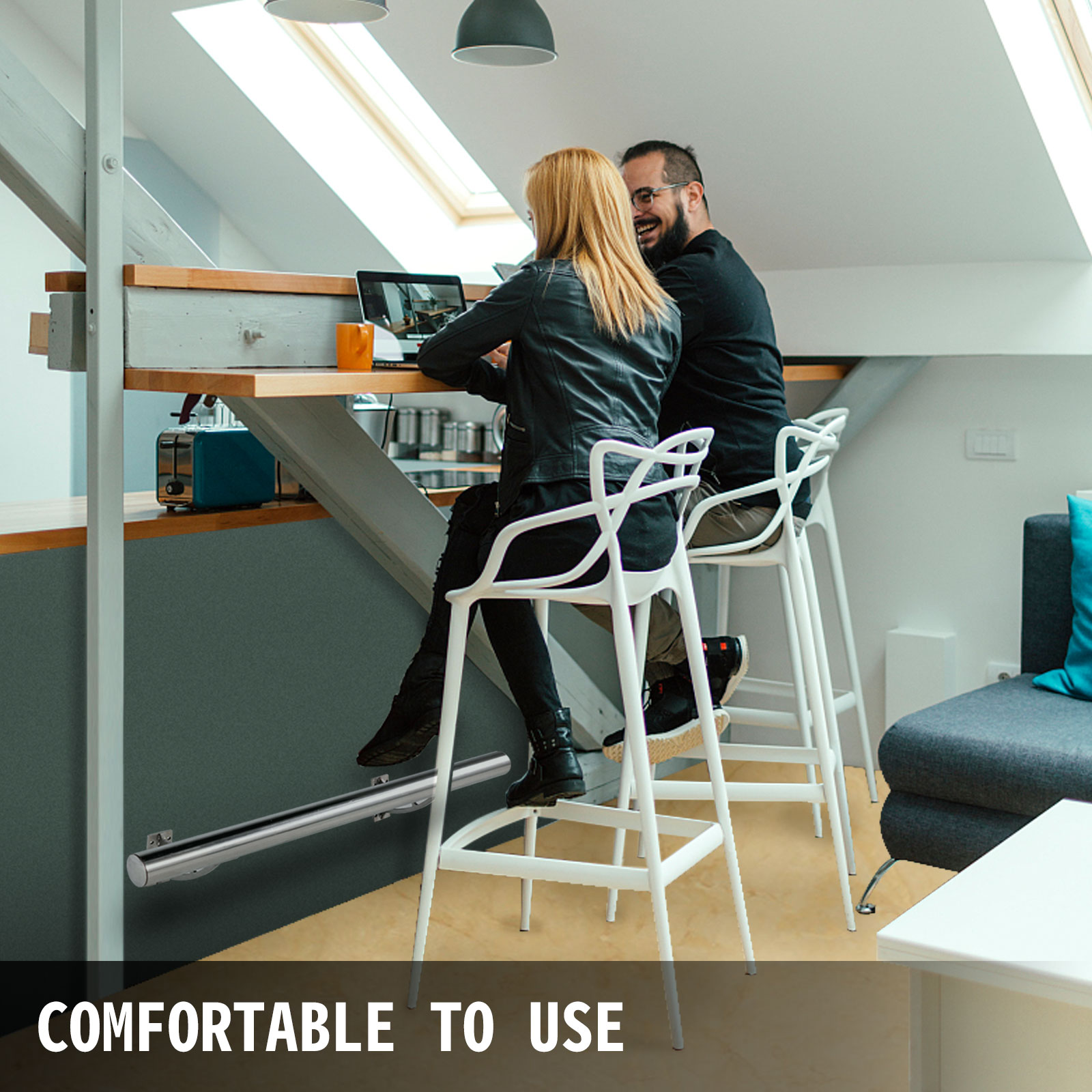 VEVOR 2FT Length Bar Foot Rail Kit,2''OD Solid Brushed Stainless Steel ...