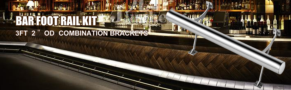 Bar Foot Rail Kit, Bar Mount Foot Rail Kit, 3ft, Bar Foot Rail With 2 ...