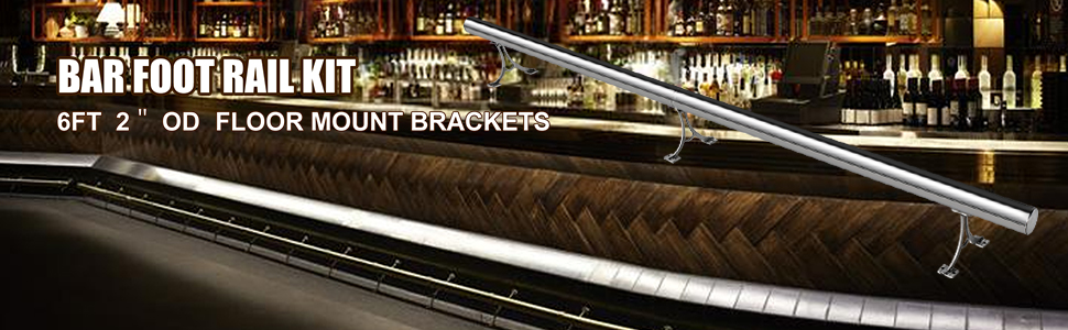 VEVOR 2''OD Bar Foot Rail Kit 6FT Long Solid Bar Mount Foot Rail Kit ...