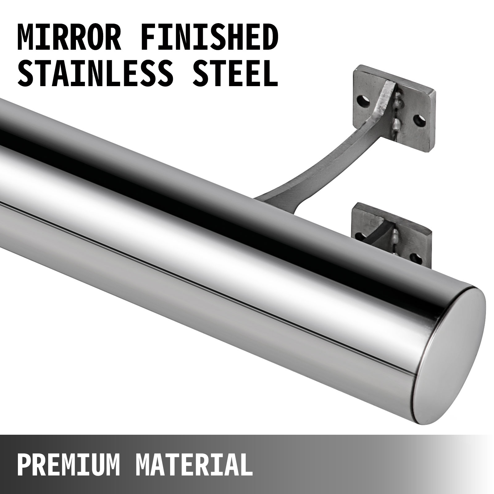 VEVOR 6FT Length Bar Foot Rail Kit,2''OD Solid Brushed Stainless Steel ...