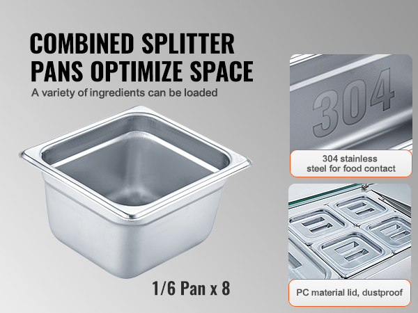 VEVOR Refrigerated Condiment Prep Station, 140 W Countertop ...