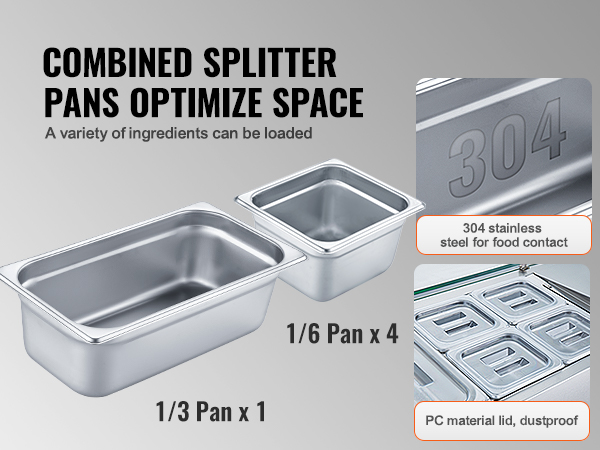 VEVOR Refrigerated Condiment Prep Station, 130 W Countertop ...